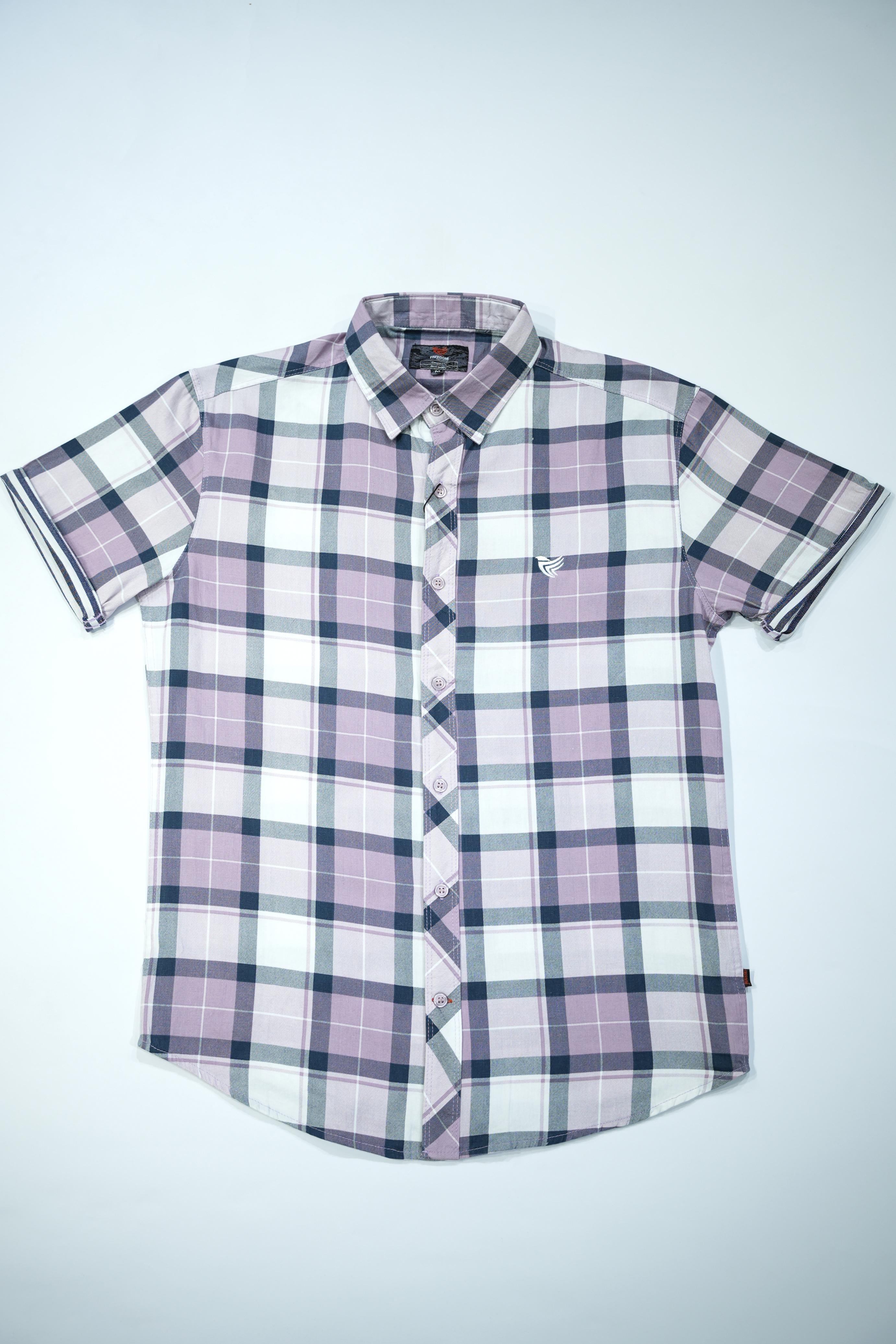Half Check Shirt – 100% Cotton Men’s Casual Shirt F-48047 | freedom.com.np