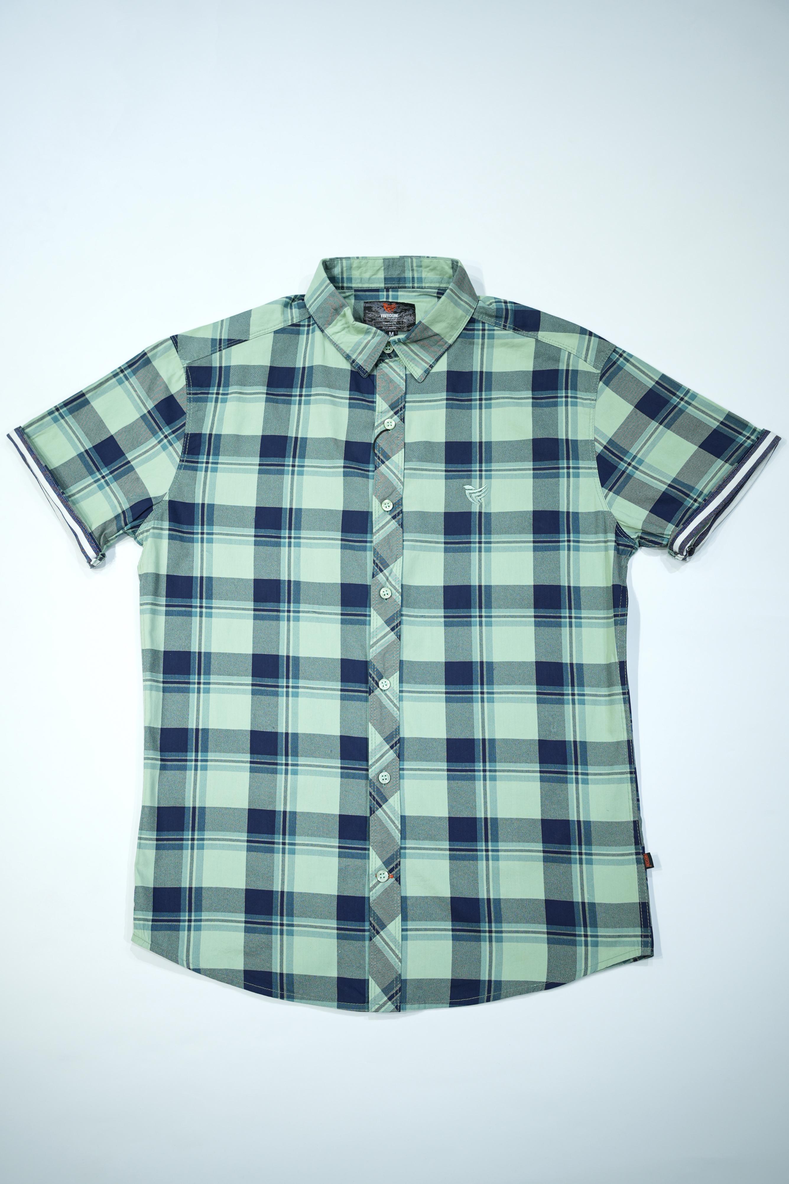 Half Check Shirt – 100% Cotton Men’s Casual Shirt F-48047 | freedom.com.np